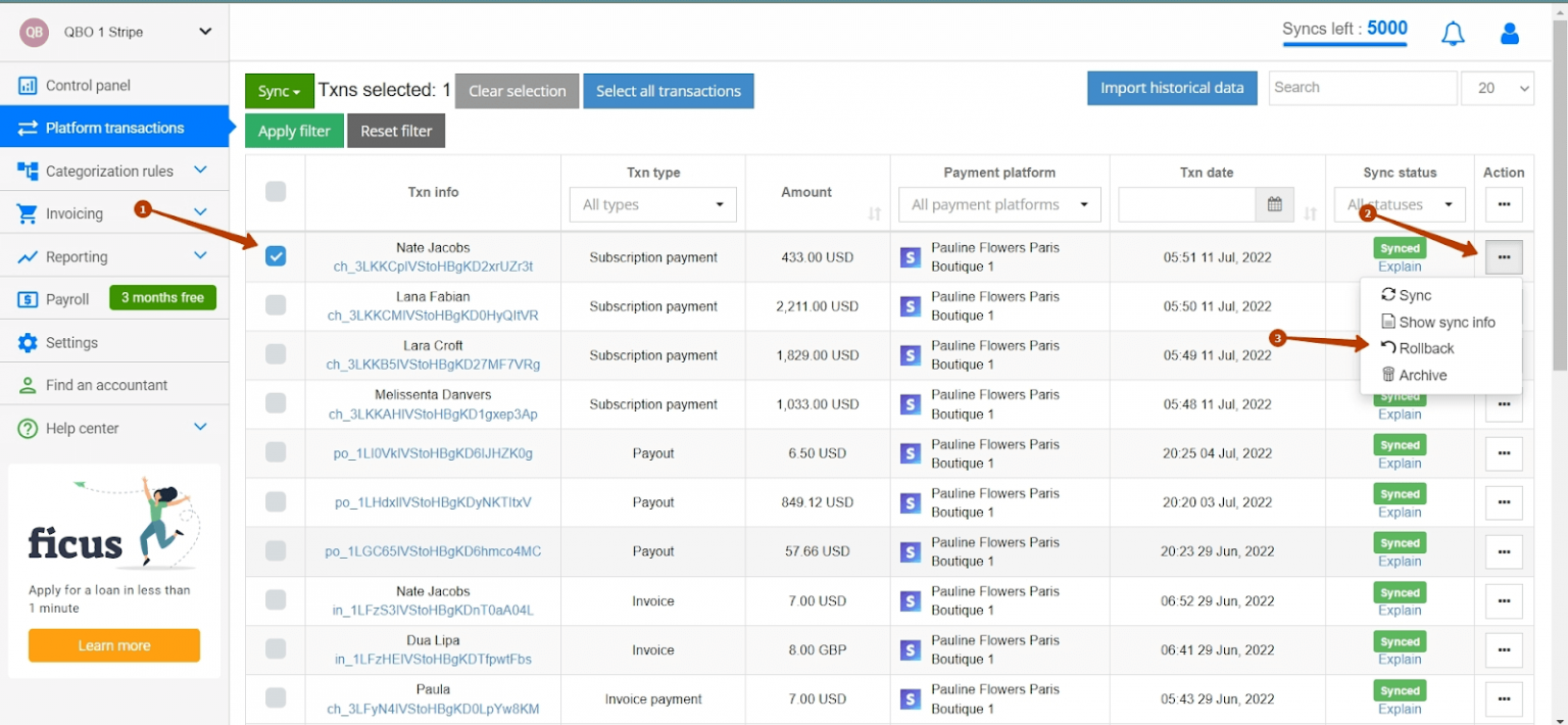 Rollback of Sync: A Feature Overview