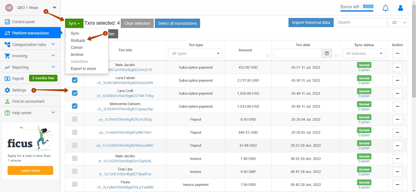 Rollback of Sync: A Feature Overview
