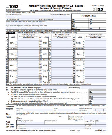 Form 1042: Understanding U.S. Sourced Income of Foreign Persons