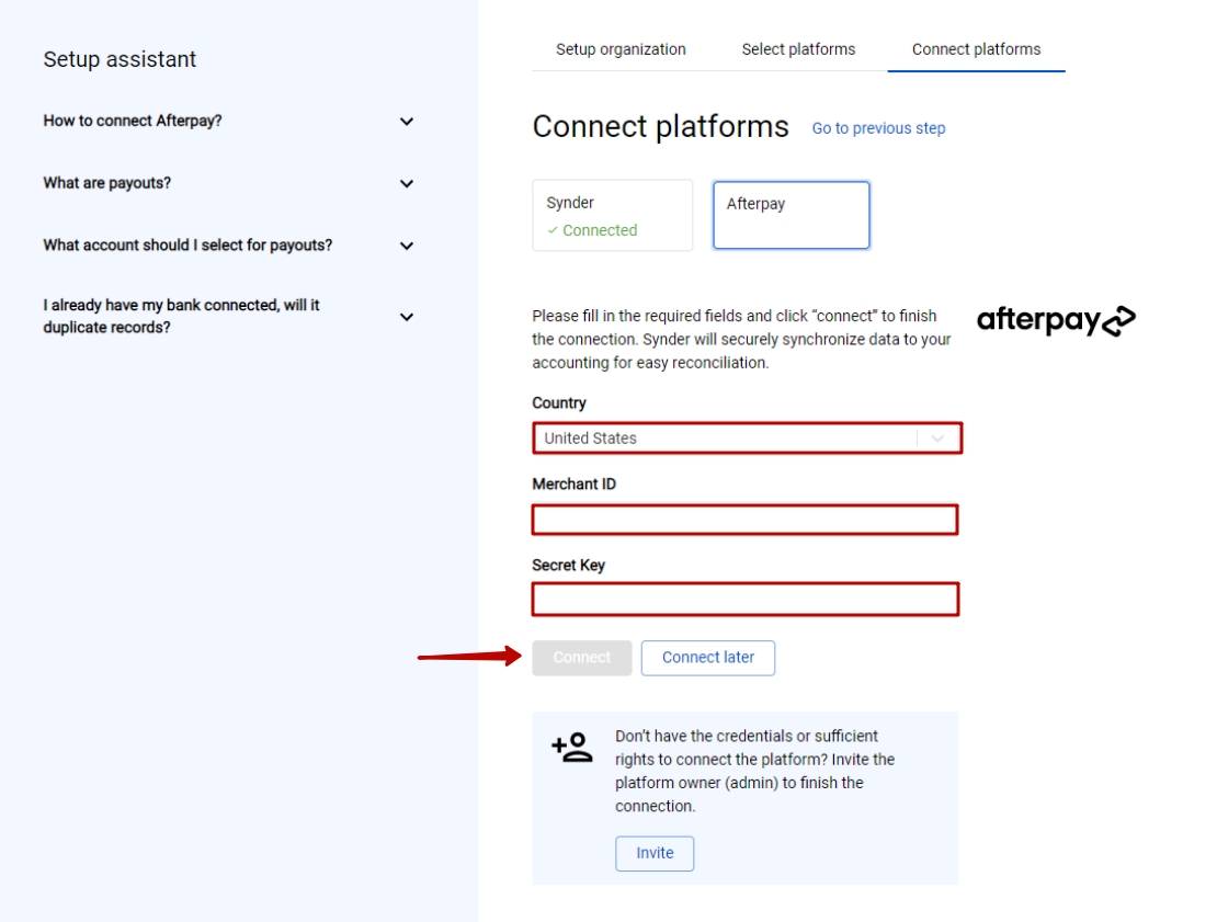 How to Acquire Afterpay Account Login (Merchant login Id and Secret Key)