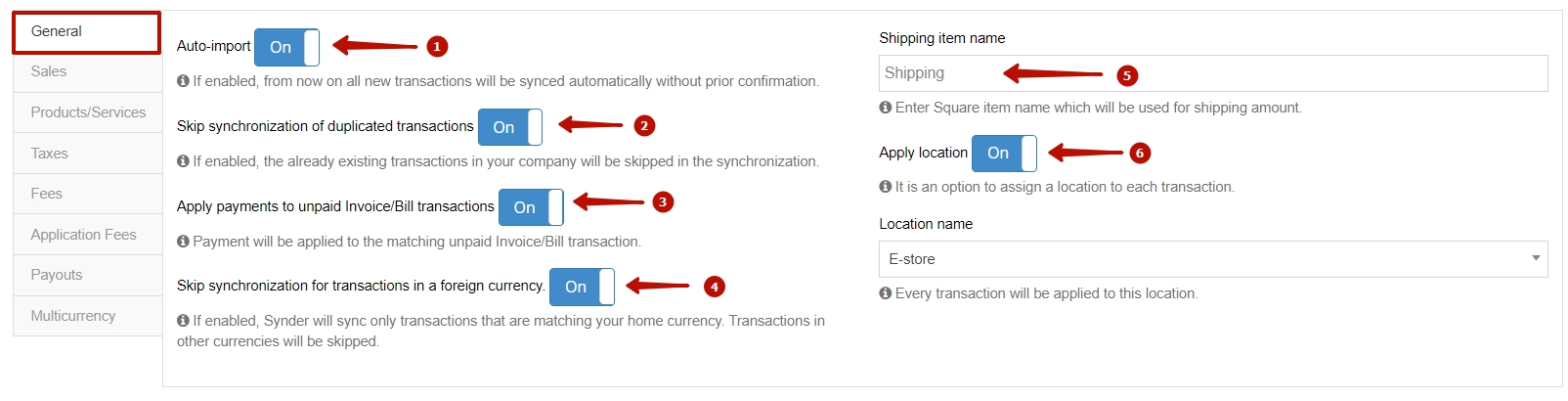 Customize Settings for Square Accounting Integration
