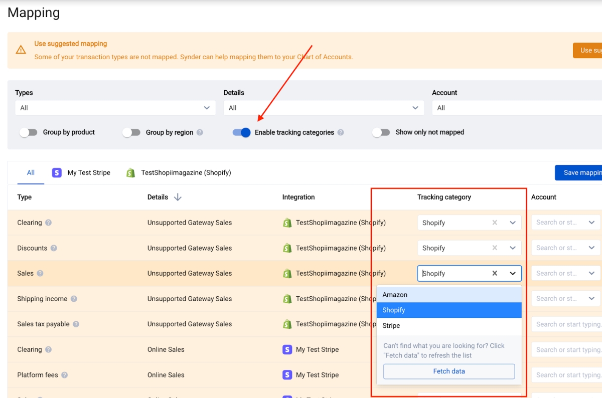 How to Use Xero Tracking Categories in Synder Summary