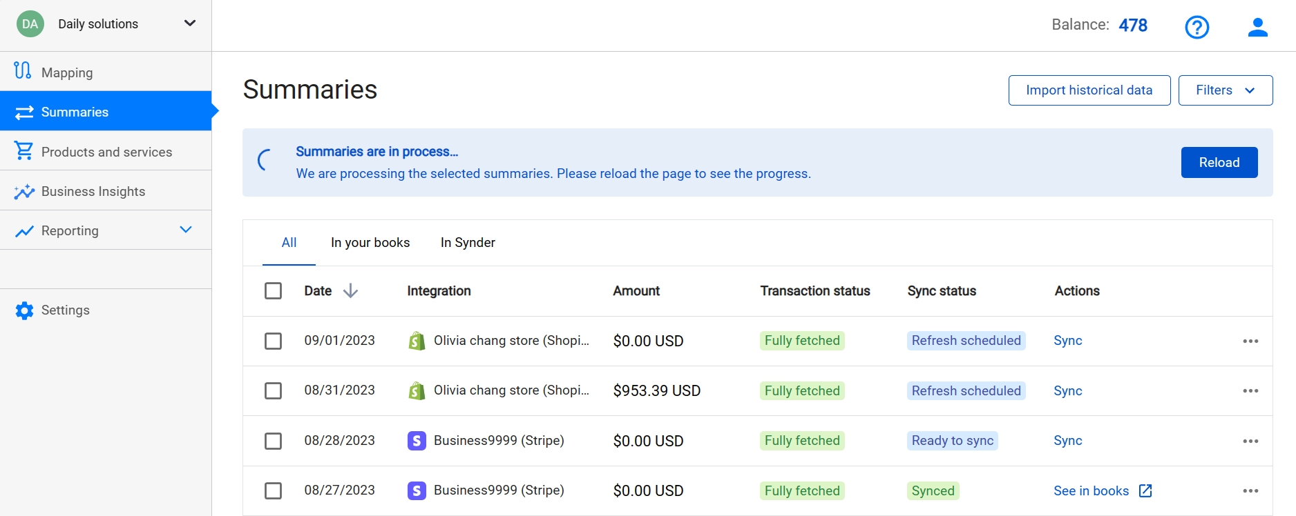 How to group Daily Summaries by products - Synder Knowledge Base