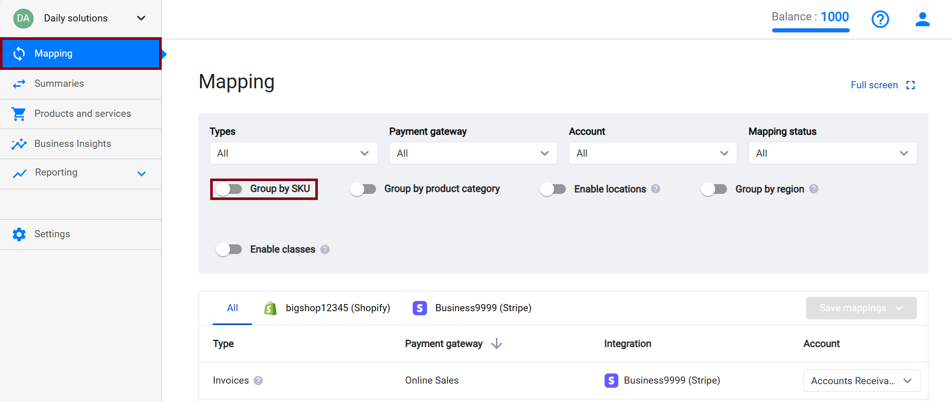 How to group Summaries by products - Synder
