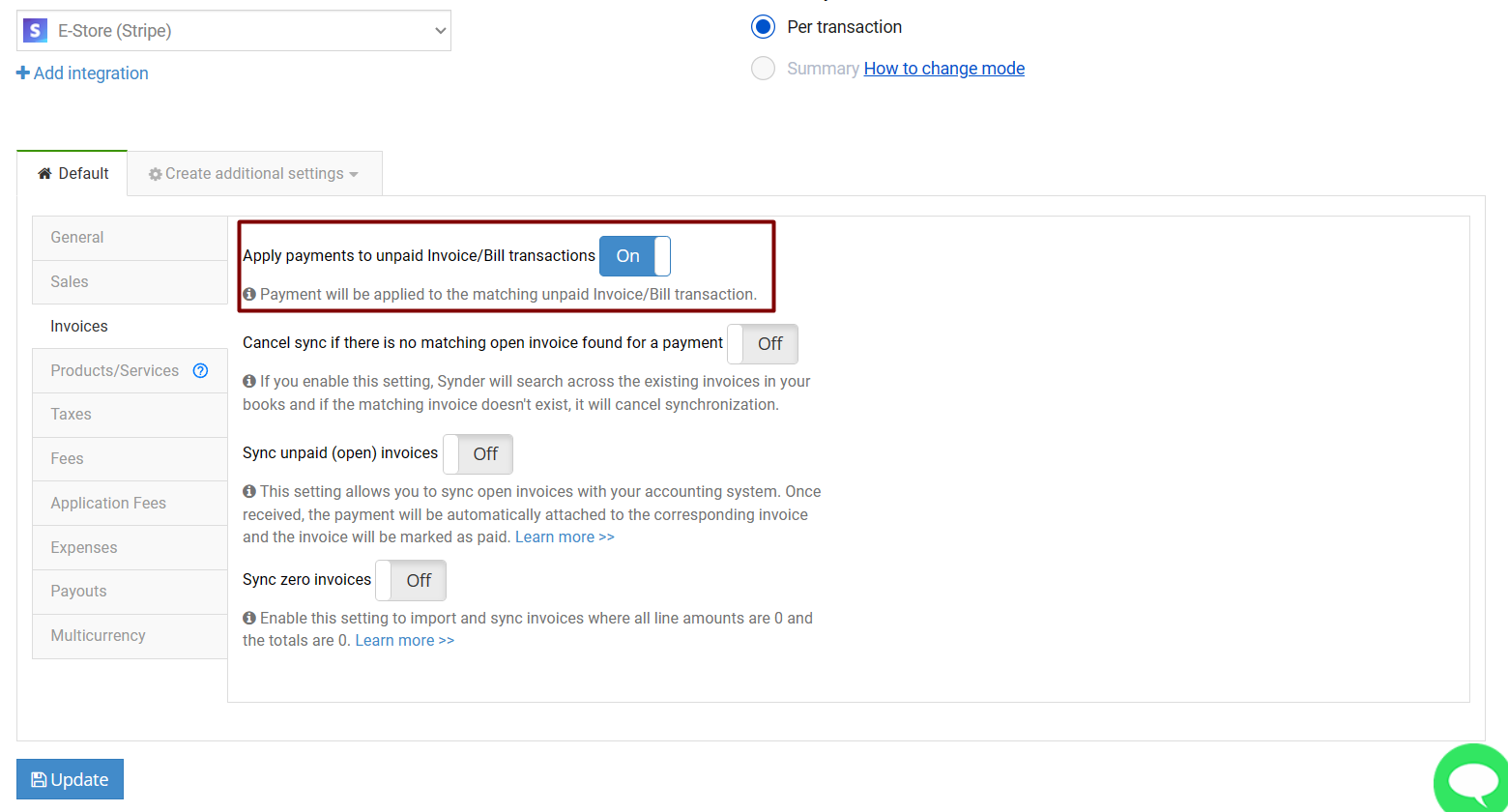 How to Manage Stripe Partially Paid Invoices in Synder - Synder