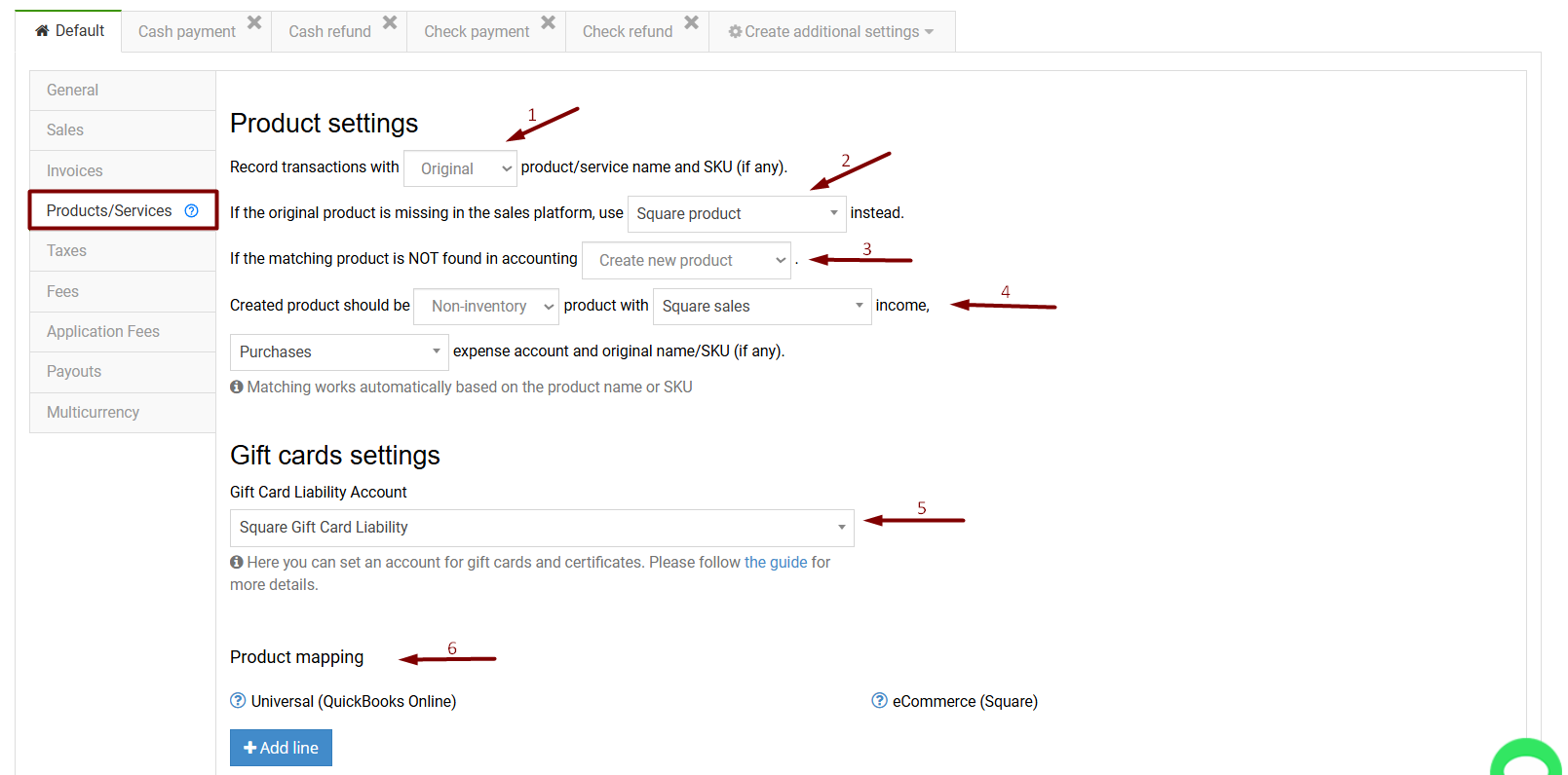 Customize Settings for Square Accounting Integration