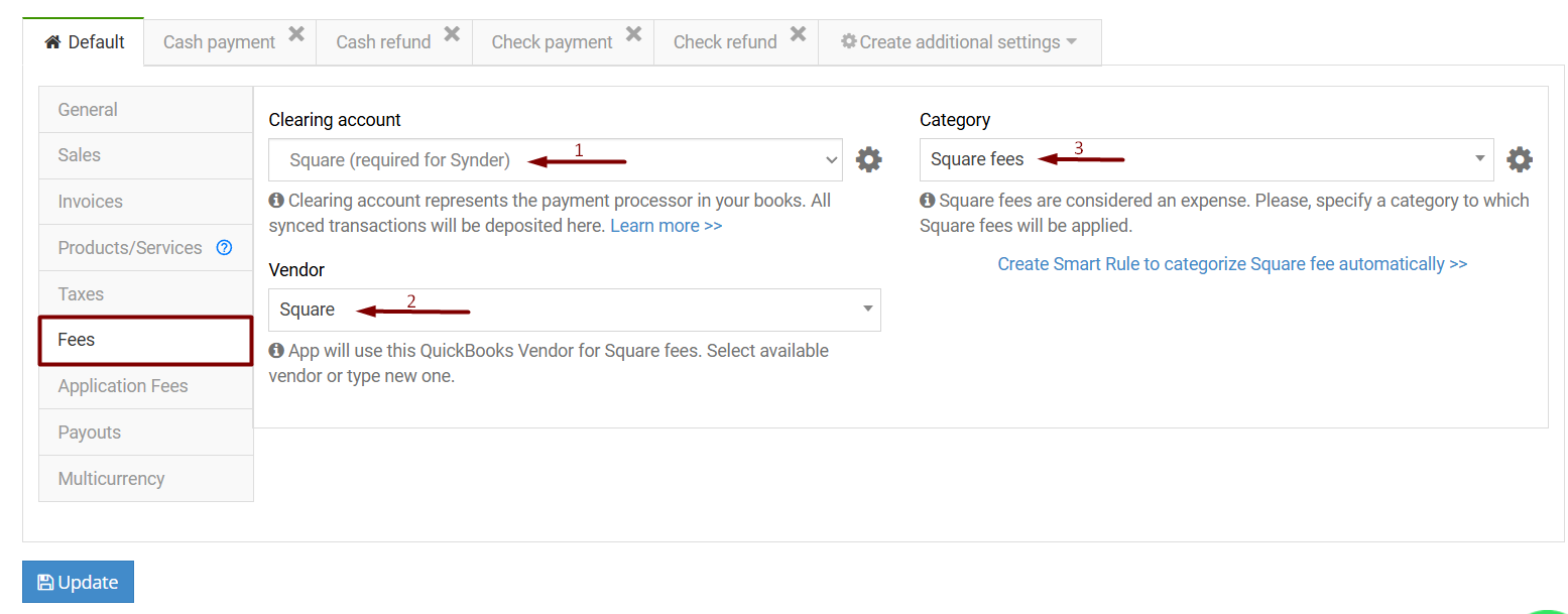 Customize Settings for Square Accounting Integration