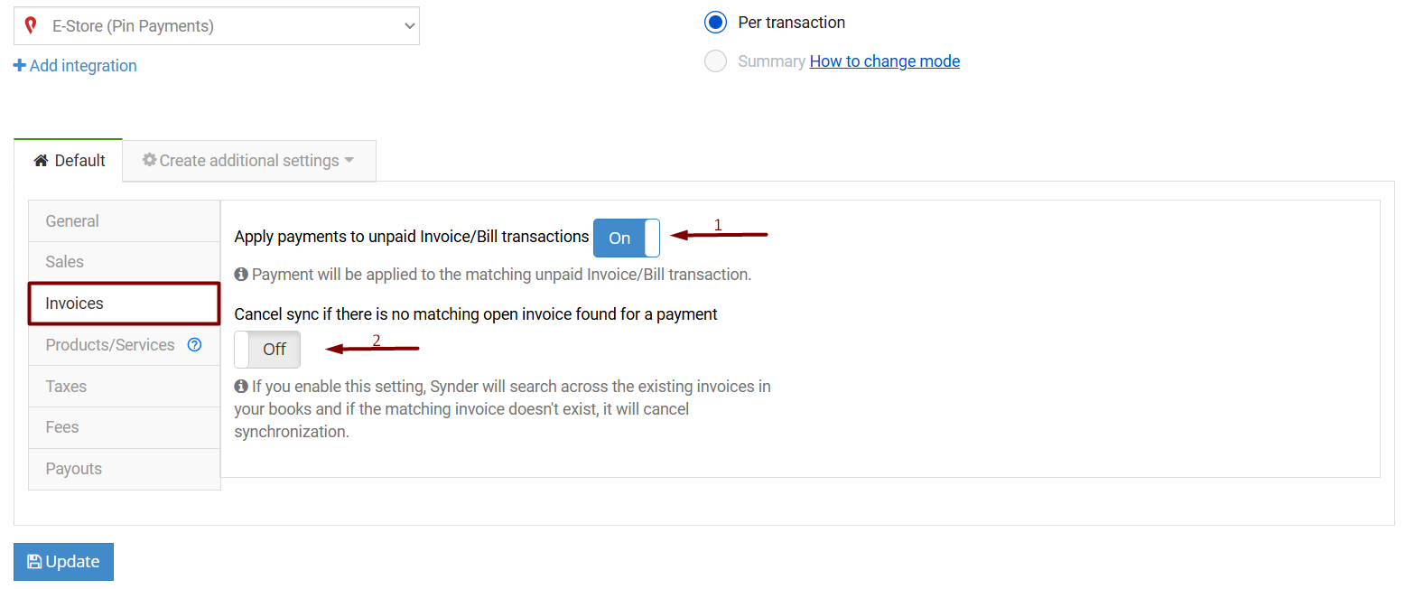 Customize Pin Payments Settings - Synder Knowledge Base