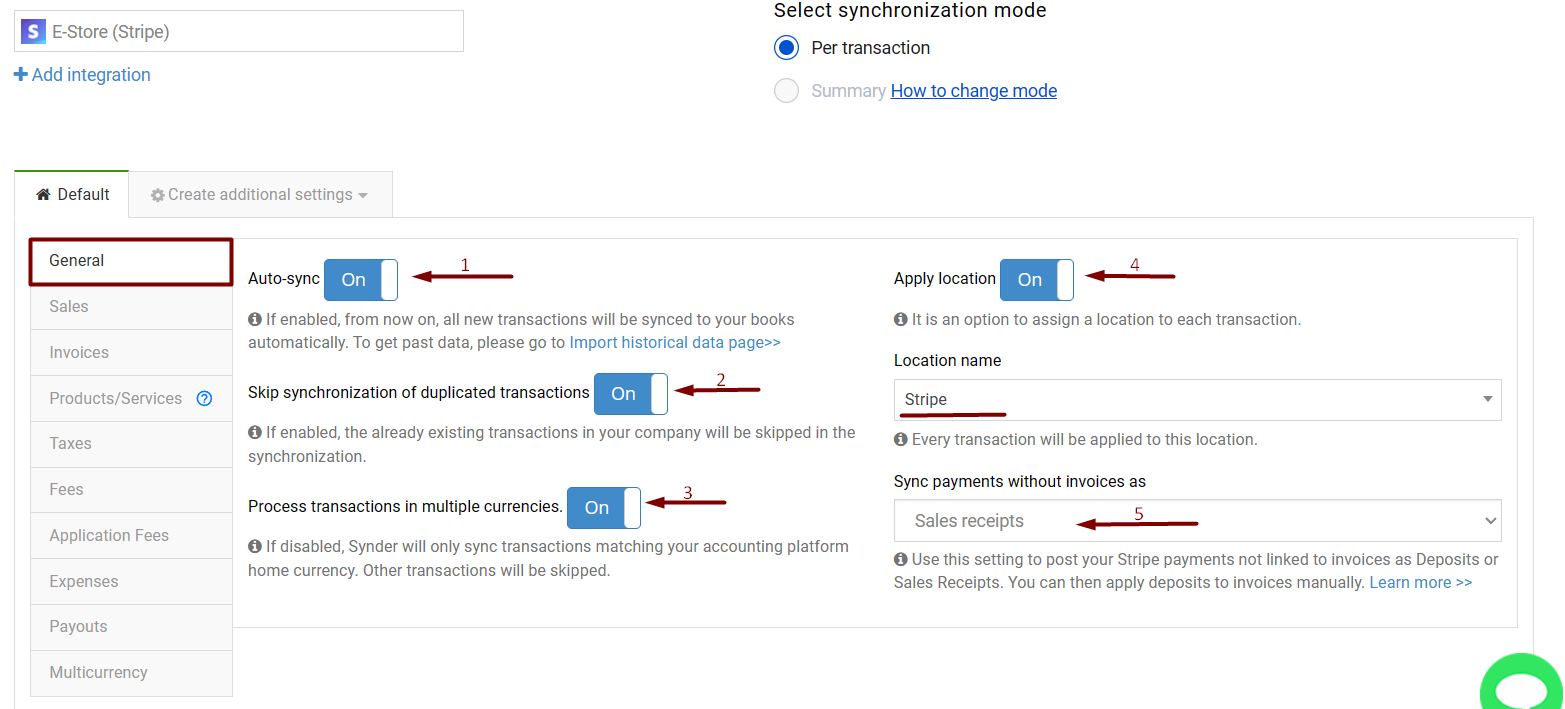 Customize Stripe Settings (QuickBooks Integration) - Synder