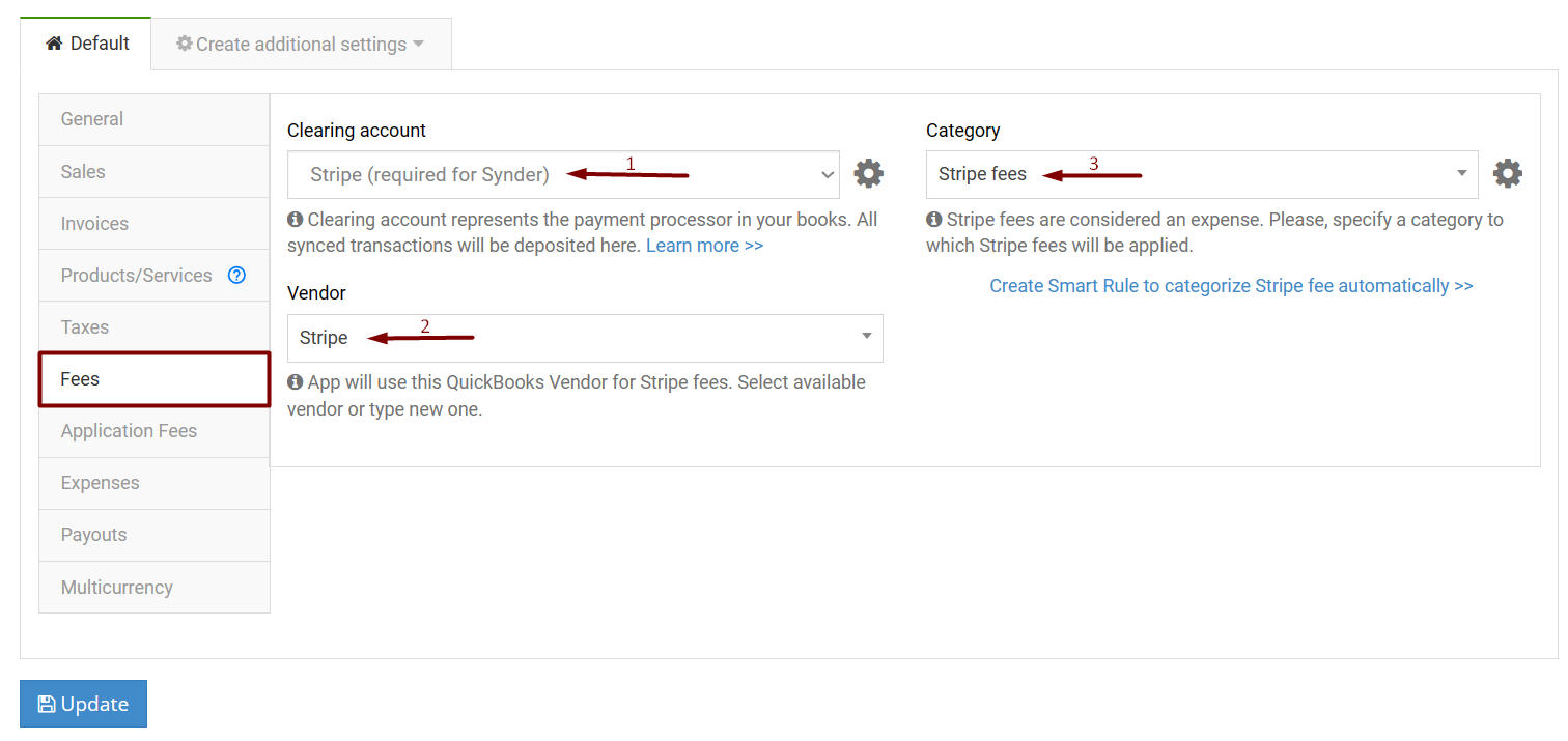 Customize Stripe Settings (QuickBooks Integration) - Synder