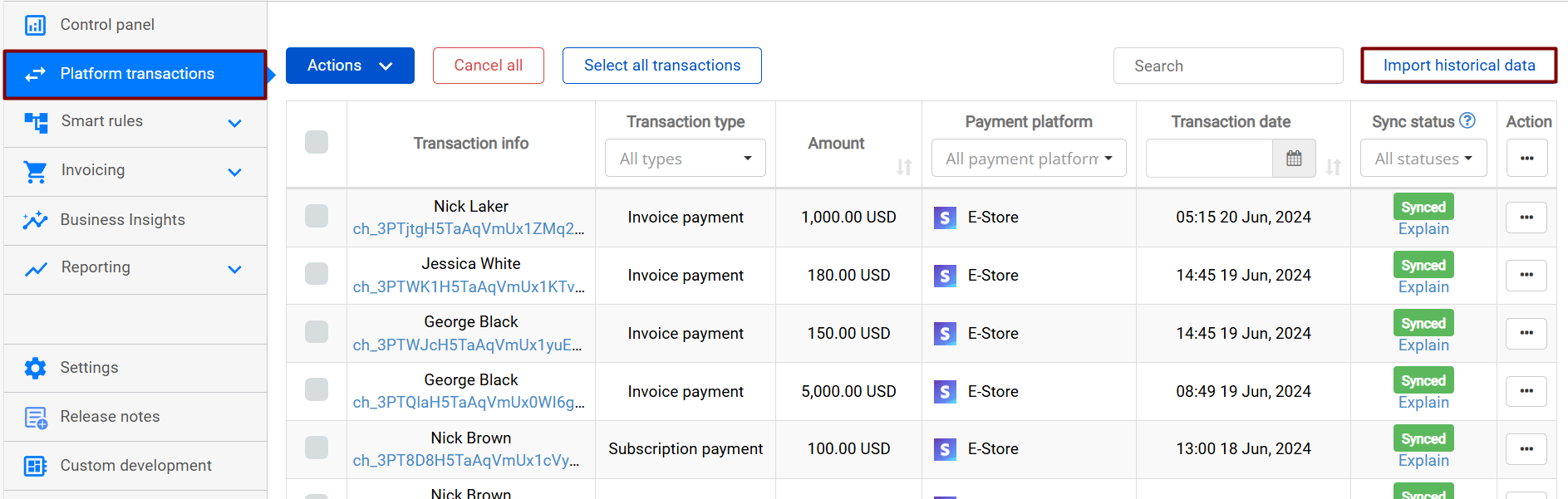 How to find missing transactions in Synder - Synder Knowledge Base