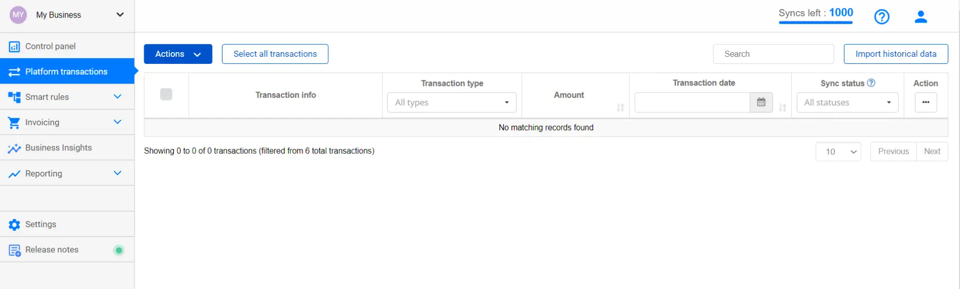 Why is my transaction / summaries list empty? - Synder Knowledge Base